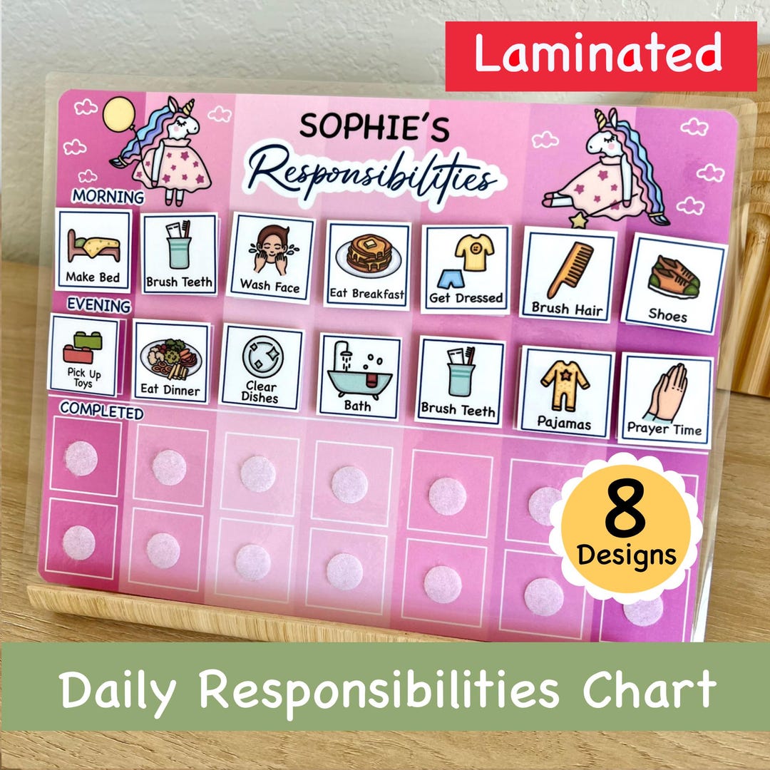 Laminated Kids' Routine Chart: Daily Visual Schedule & Chore Chart - Etsy