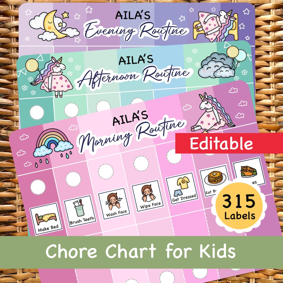 Editable Kids Routine Chart: Morning, Afternoon, Evening Visual ...