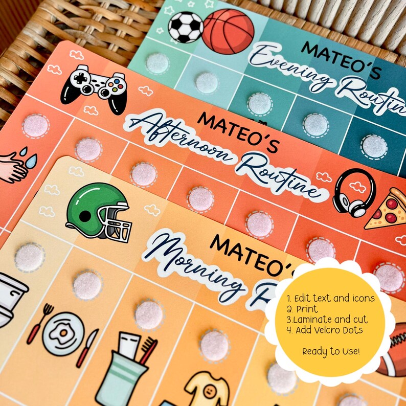 Editable Kids Routine Chart: Visual Schedule, Chores, Bedtime (digital ...