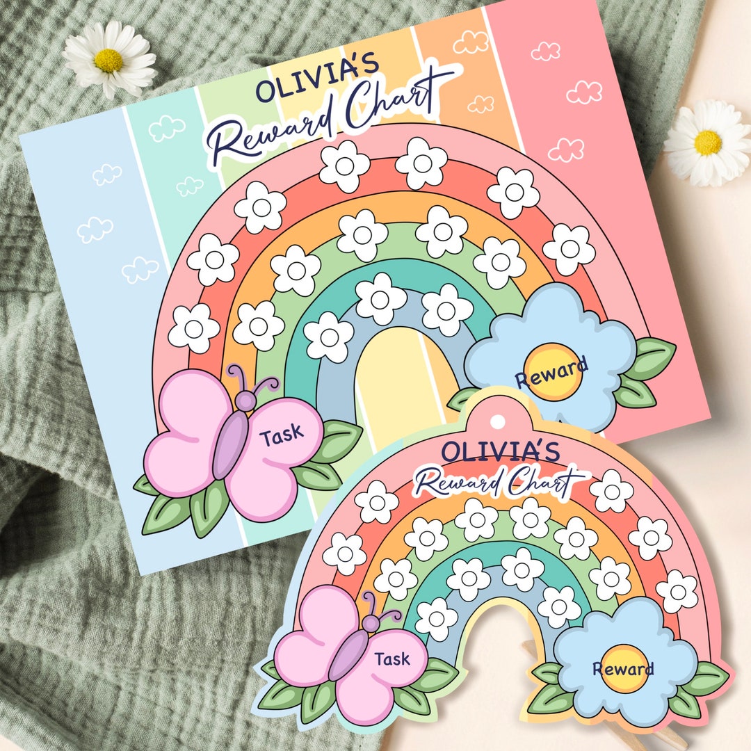 Reward Chart for Kids, Printable Rainbow Behavior Chart, Daily Chore ...