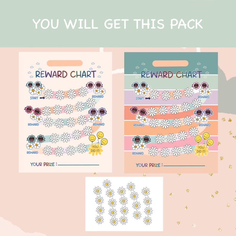 Groovy Boho Kids Reward Chart: Printable Goal Tracker (digital Download ...