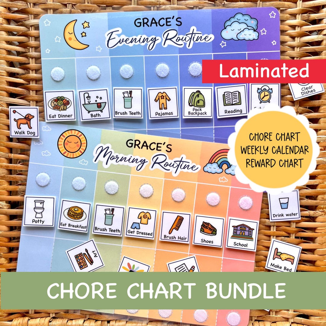BUNDLE! Morning, Afternoon & Evening Routine Chore Chart, Weekly ...