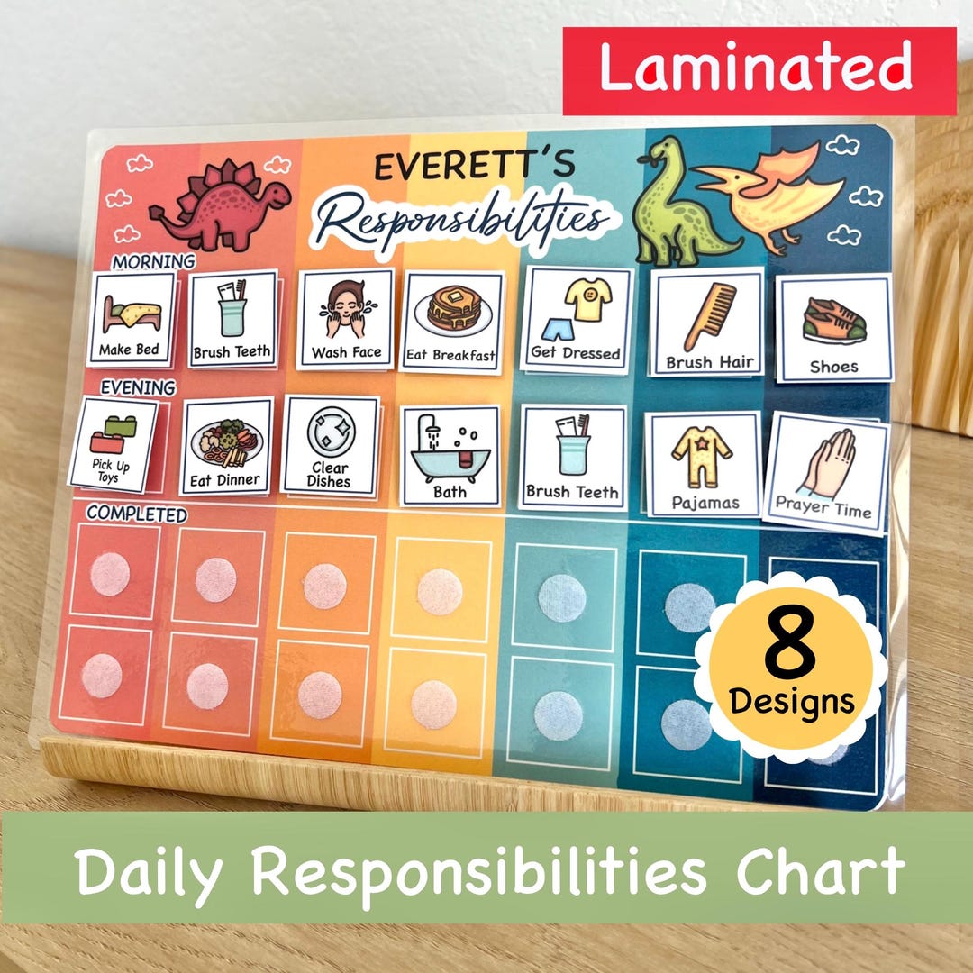 Personalized Laminated Routine Chart: Daily Visual Schedule for Kids - Etsy