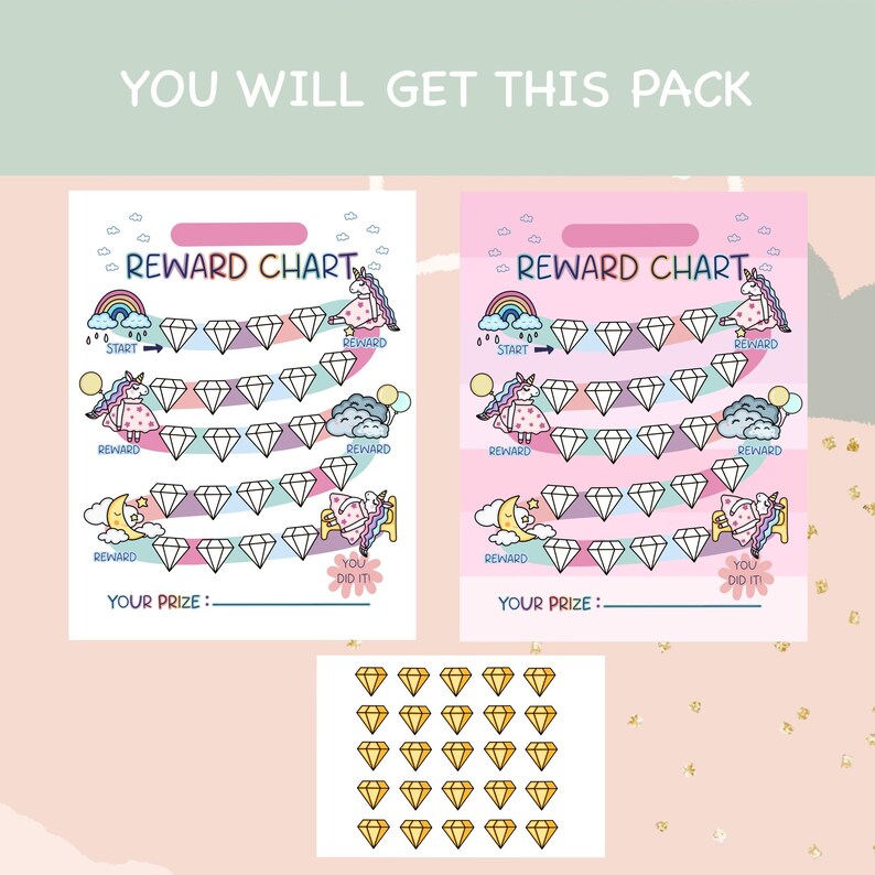 Kids Reward Charts Bundle: Unicorn, Mermaid, Rainbow Themes (digital ...