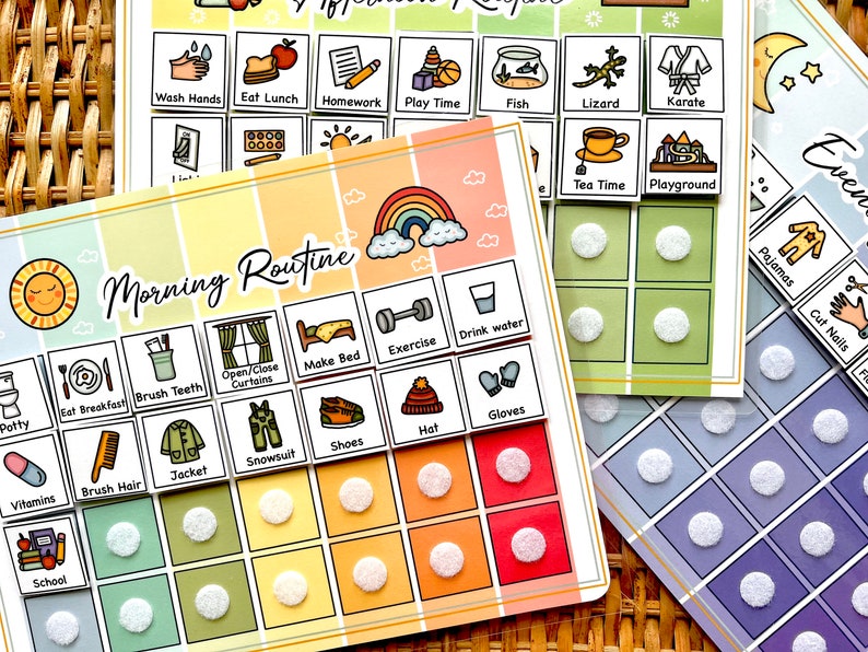 Laminated Kids' Visual Schedule: Morning, Afternoon, Evening Routine ...