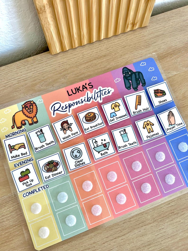 Laminated Kids' Daily Routine Chart: Visual Schedule, Chore Chart ...