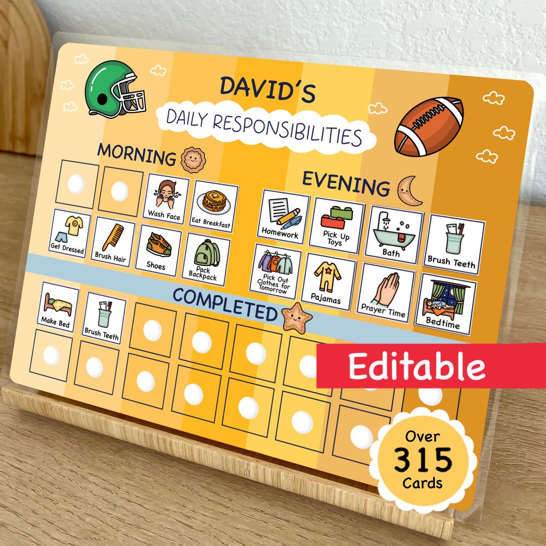 Editable Daily Responsibilities Chore Chart for Kids (digital Download ...