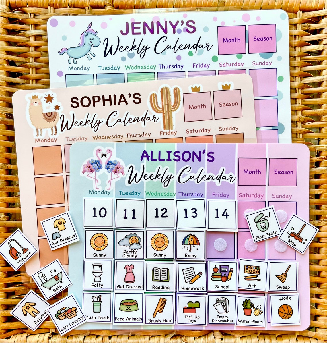 Laminated Kids Weekly Visual Calendar: Toddler Routine Chart With 241 ...