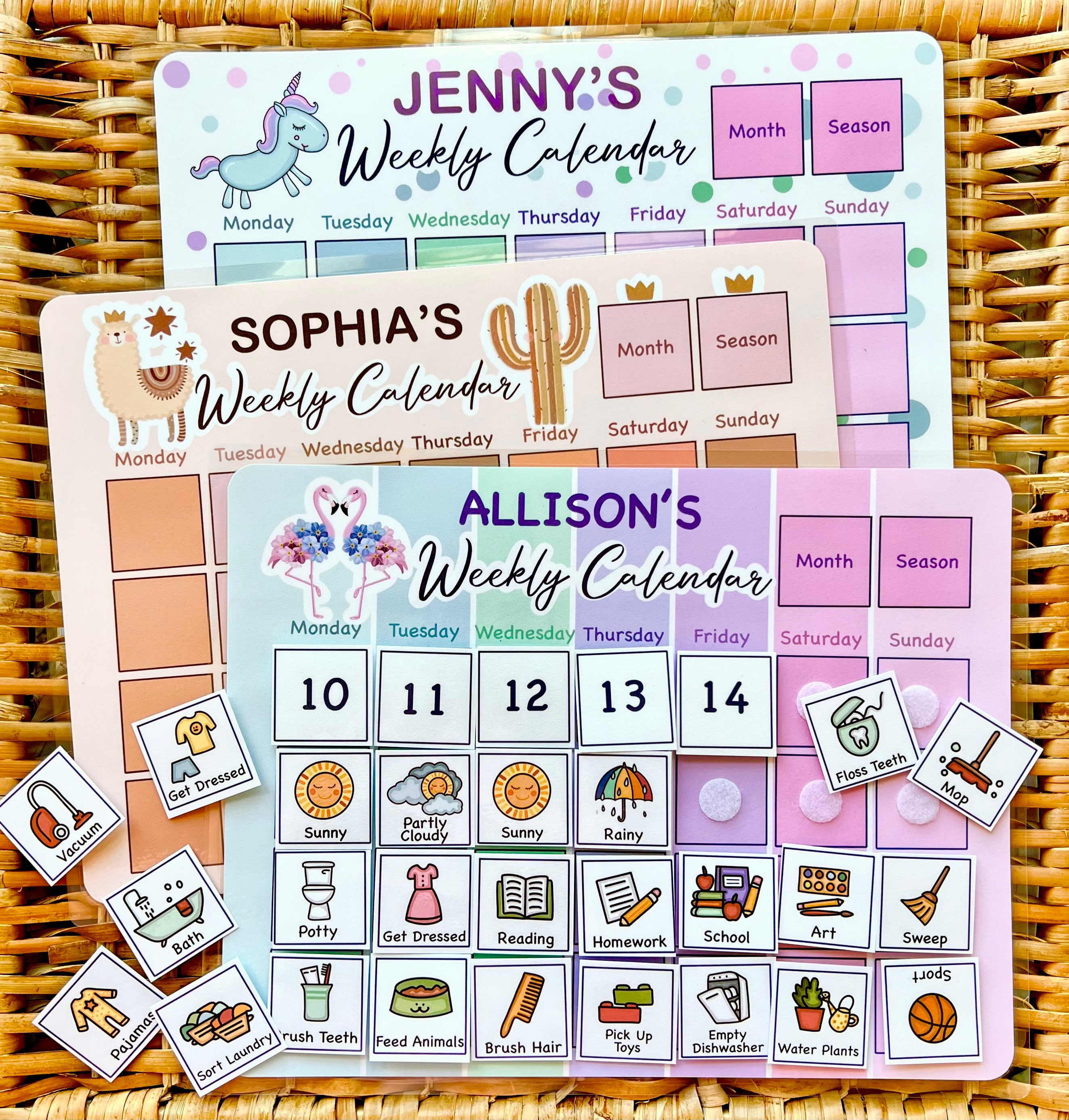 Laminated Kids Weekly Visual Calendar: Toddler Routine Chart With 241 ...