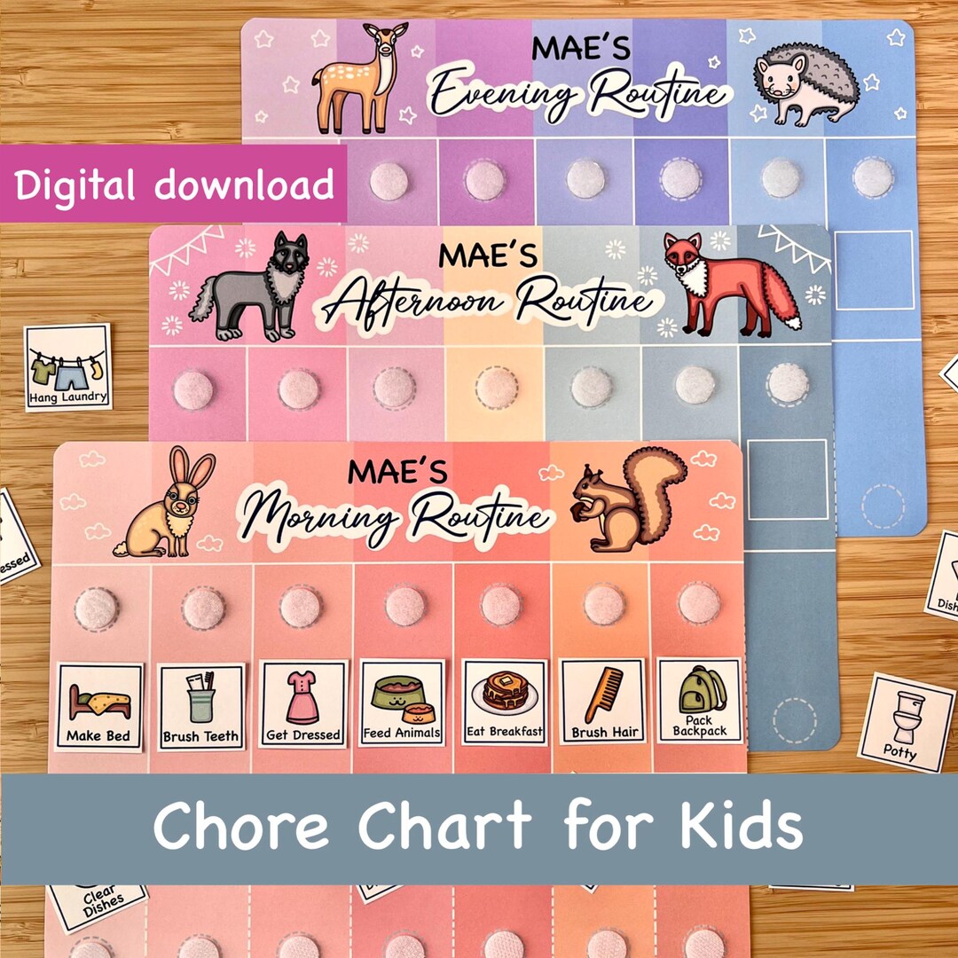 Chore Chart for Kids, Morning, Afternoon & Evening Routine Chart ...