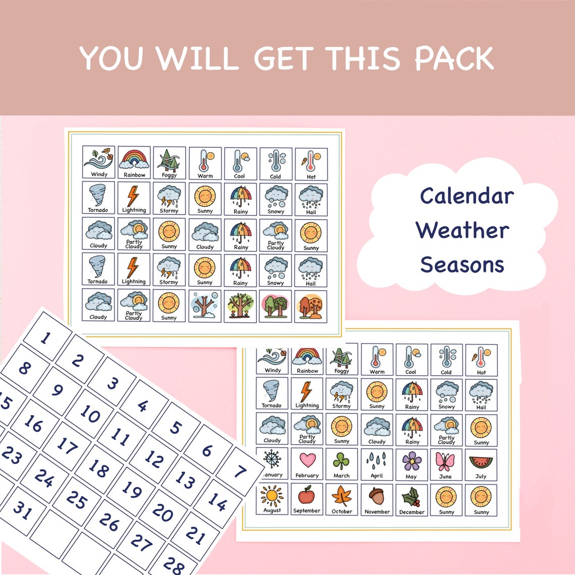Laminated Kids Weekly Visual Calendar: Toddler Routine Chart With 241 ...