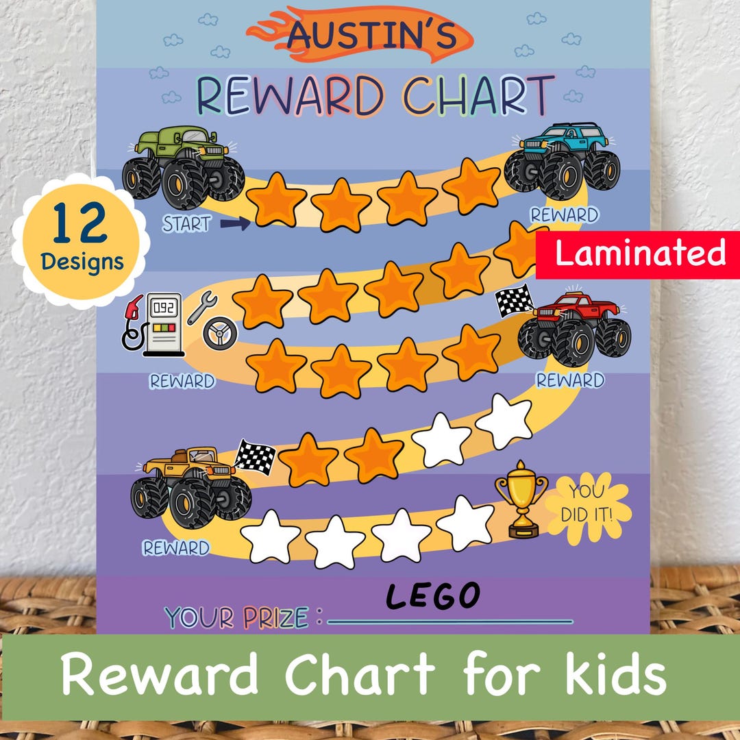 Personalized Kids Reward Chart: Laminated, Fun Designs (8.5" X 11 ...