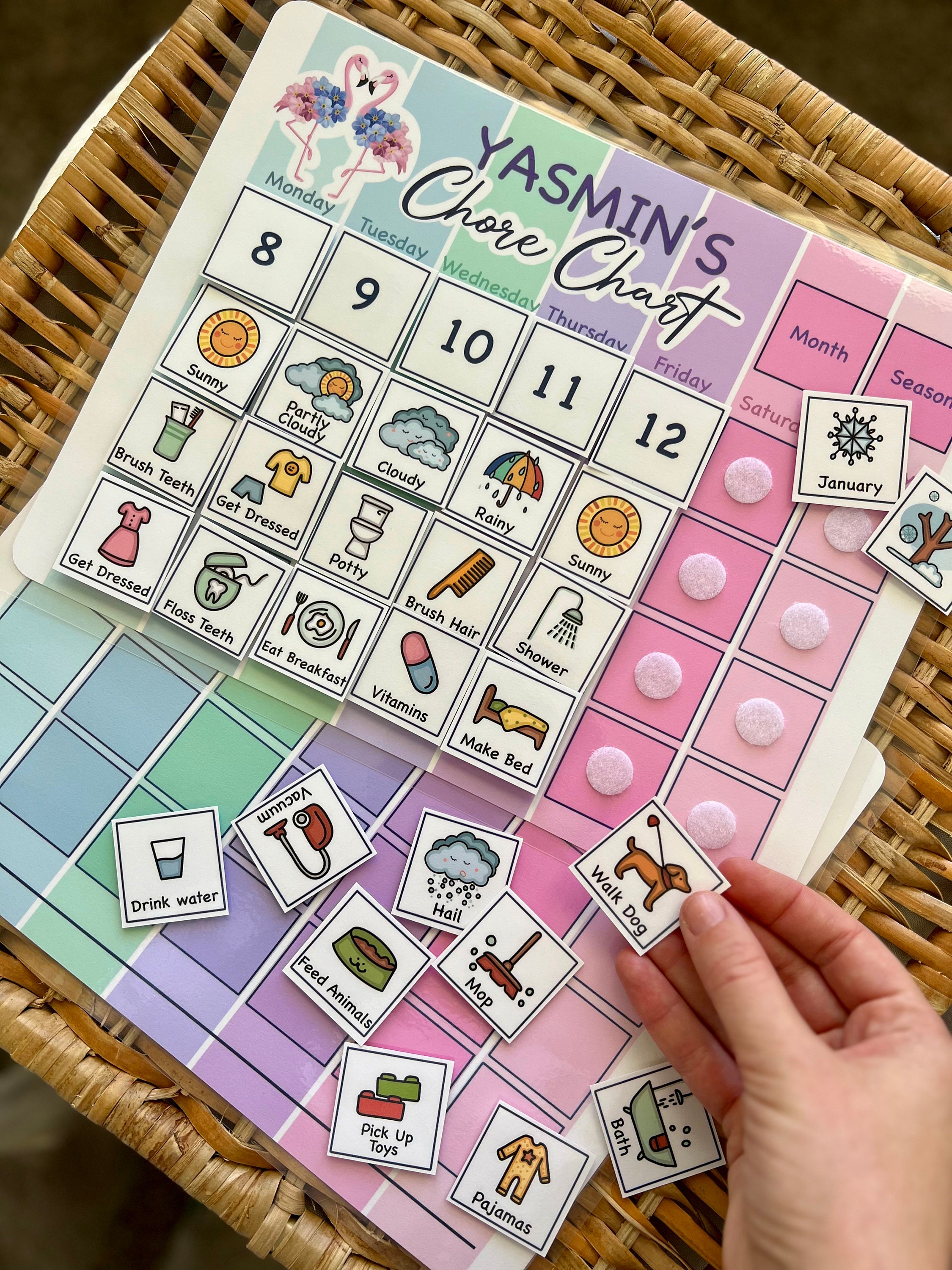 Laminated Kids Chore Chart: Visual Routine Planner With Activity Cards ...