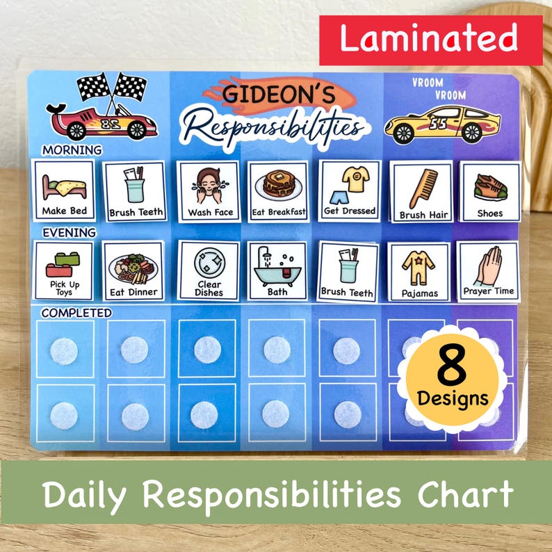 Laminated Kids' Daily Routine Chart: Visual Schedule, Chore Chart - Etsy