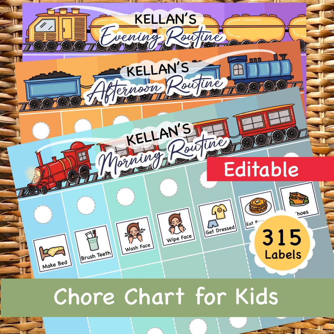 Editable Kids Routine Chart: Morning, Afternoon, Evening Visual ...