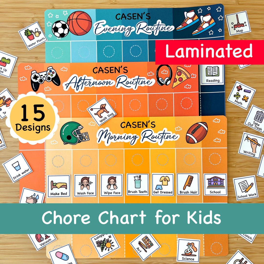 Laminated Kids' Routine Chart: Visual Schedule, Chore Chart, Montessori ...