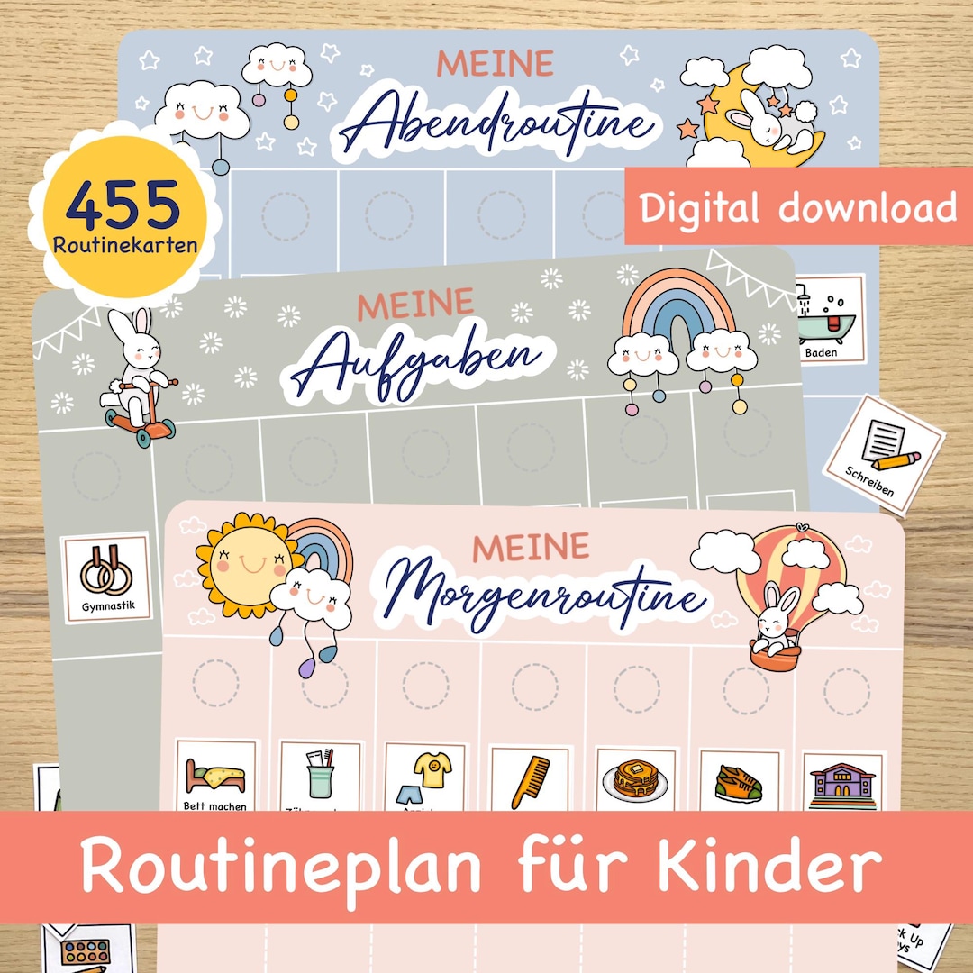 Kids' Daily Routine Chart: Morning, Evening, Tasks (digital Download ...