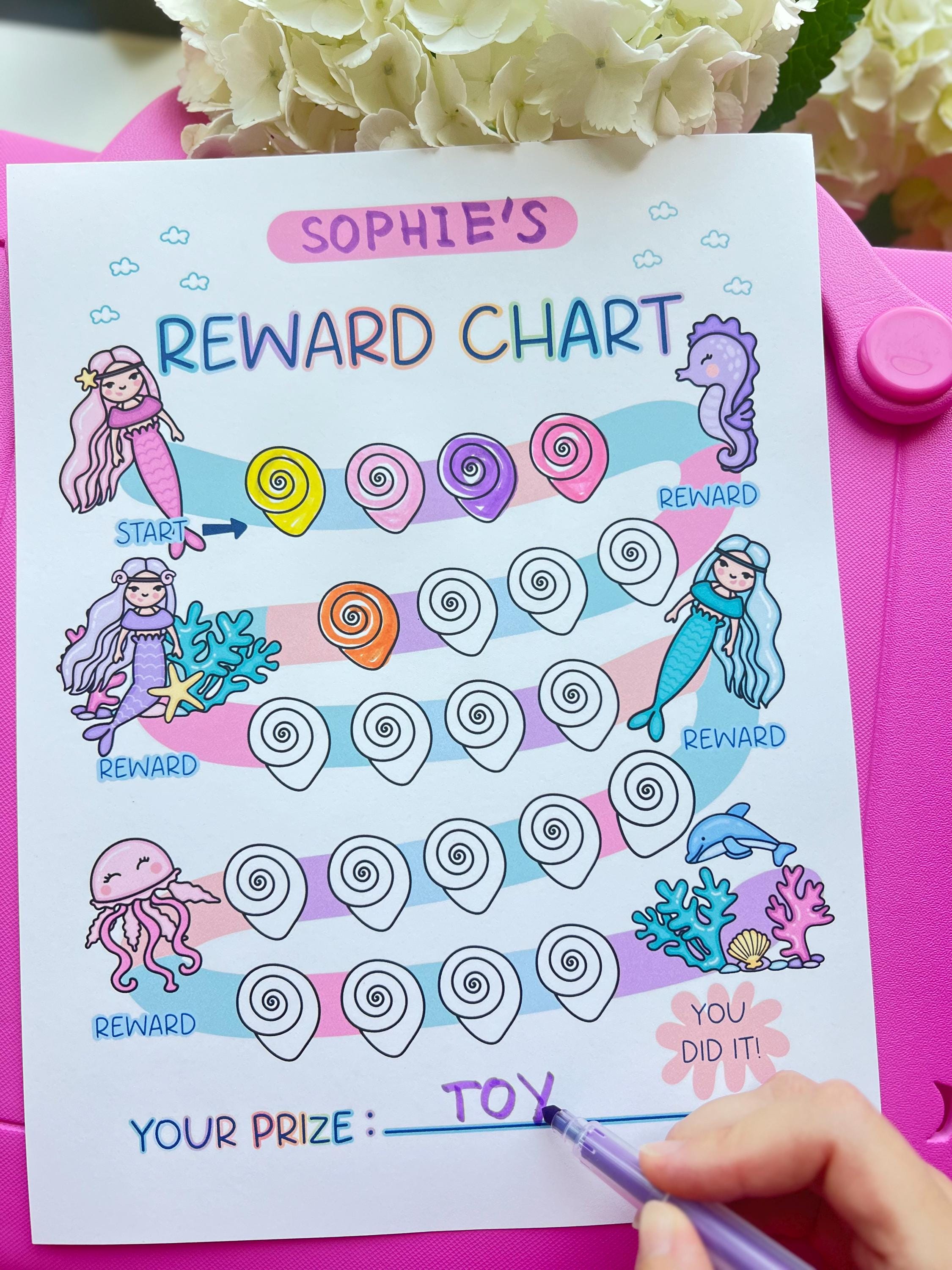 Mermaid Reward Chart for Kids: Toddler Chore & Behavior Tracker ...