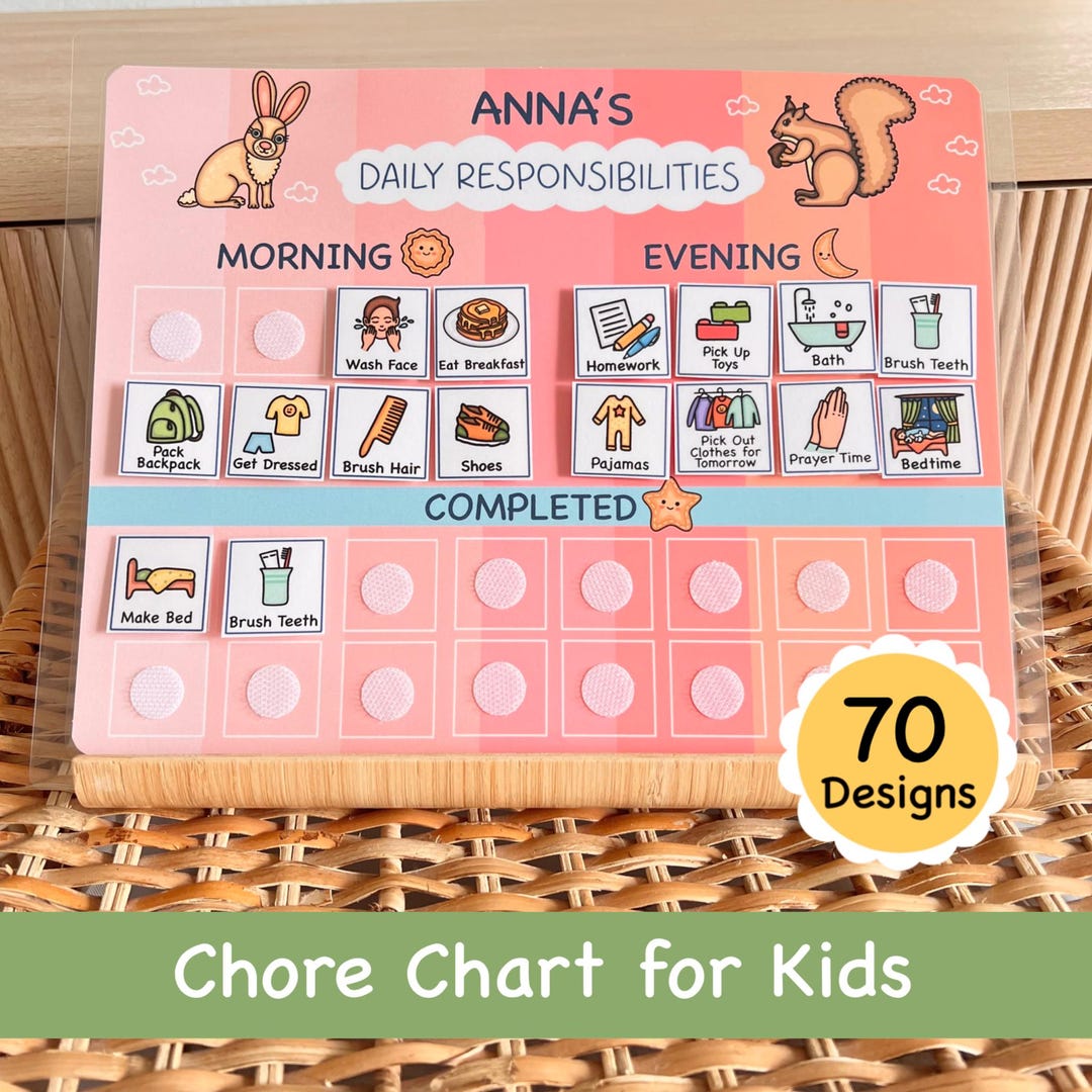 Kids Daily Responsibilities Chart, Morning/ Evening Chore Chart ...