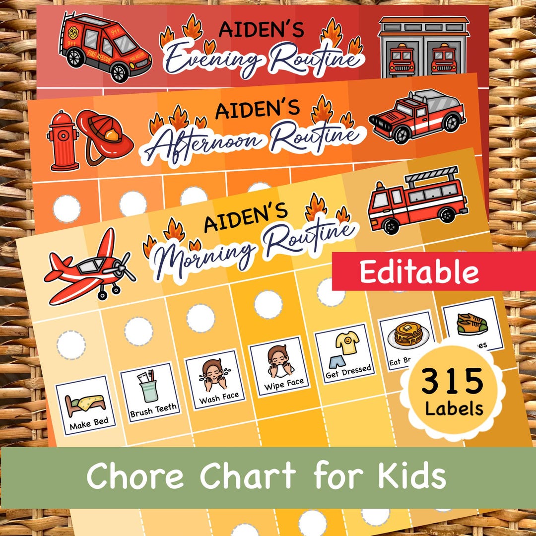 Editable Kids Routine Chart: Morning, Afternoon, Evening Visual ...