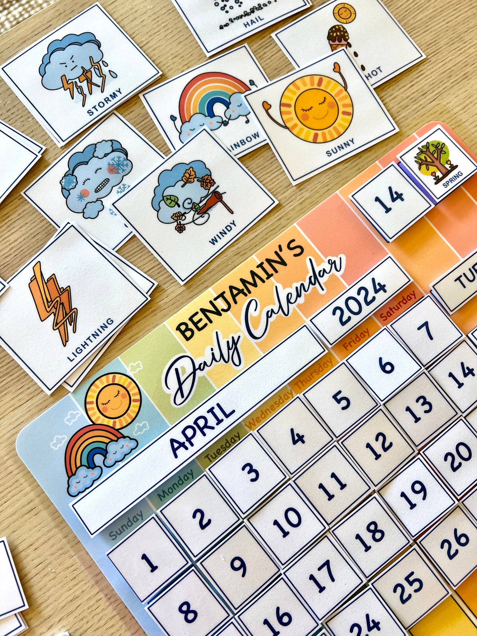 Daily Kids Calendar 2026, Homeschool Wall Calendar, Perpetual Calendar ...