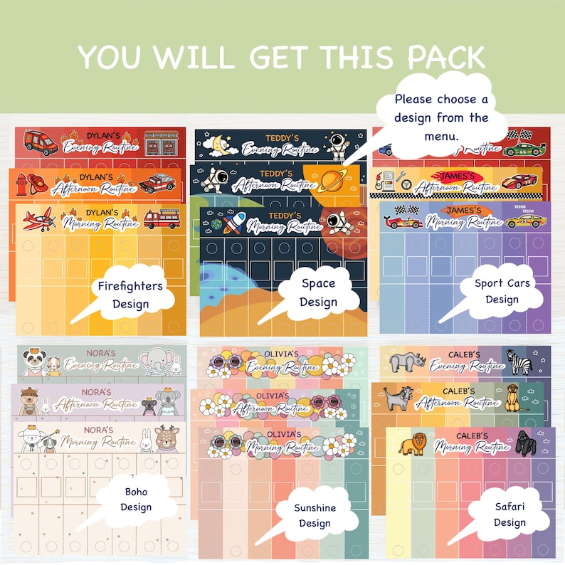 Boho Kids Routine Chart: Laminated Visual Schedule, Chore Chart for ...