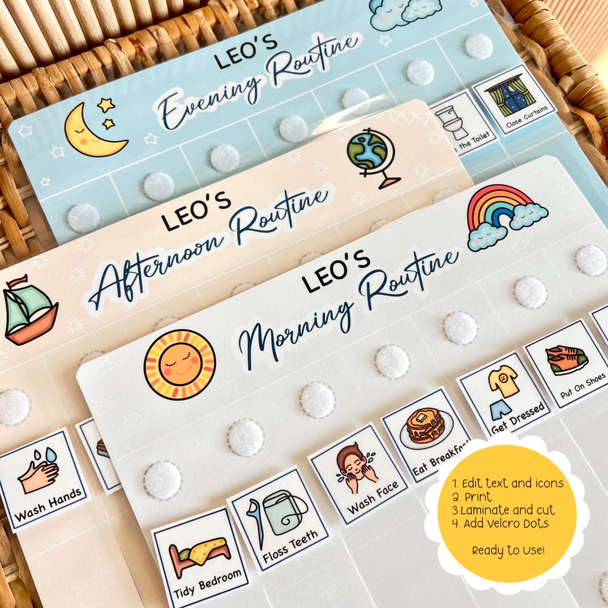 Editable Kids Routine Chart: Morning, Afternoon, Evening Visual ...