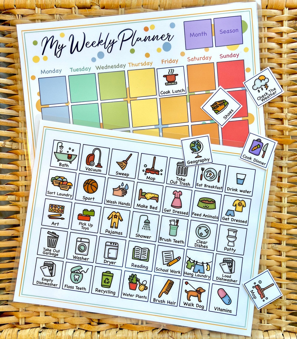 Laminated Kids Weekly Calendar: Visual Routine Chart - Etsy