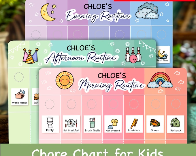 Behavior Chore Chart Cards for Kids Editable Kids Daily Routine Cards ...