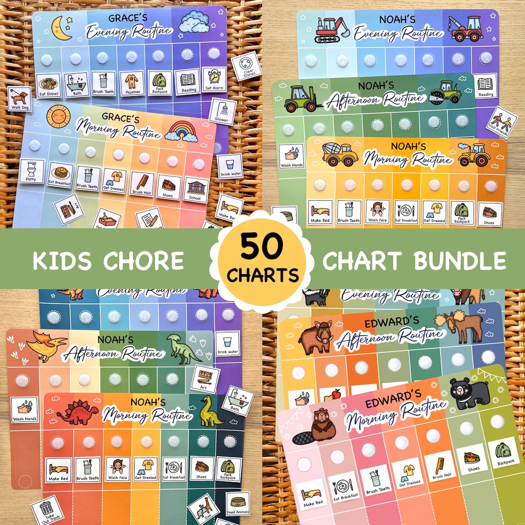 Chore Chart for Kids, Morning, Afternoon & Evening Routine Chart ...