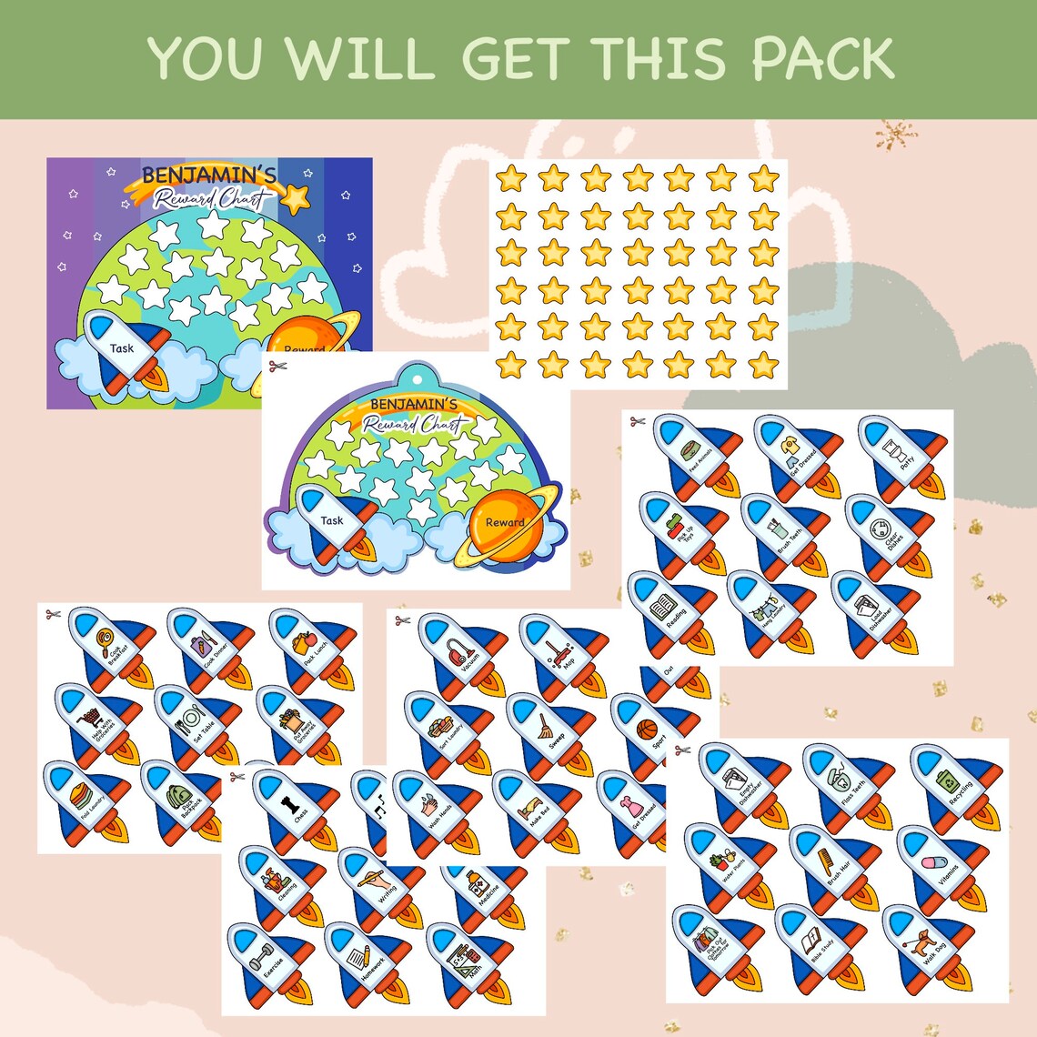 Galaxy Reward Chart for Kids: Printable Chore Chart (digital Download ...