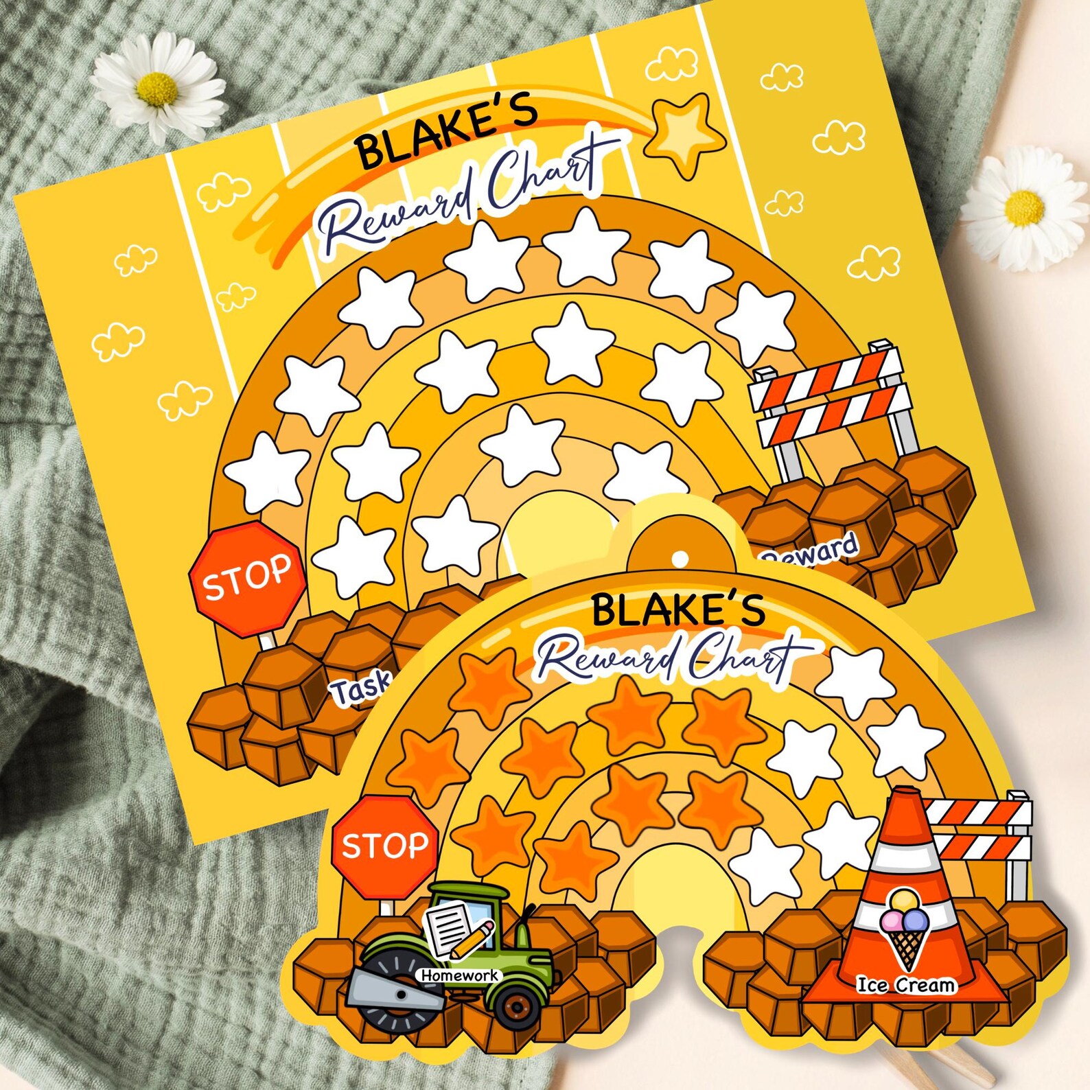 Construction Vehicle Reward Chart: Kids Chore & Behavior Tracker ...