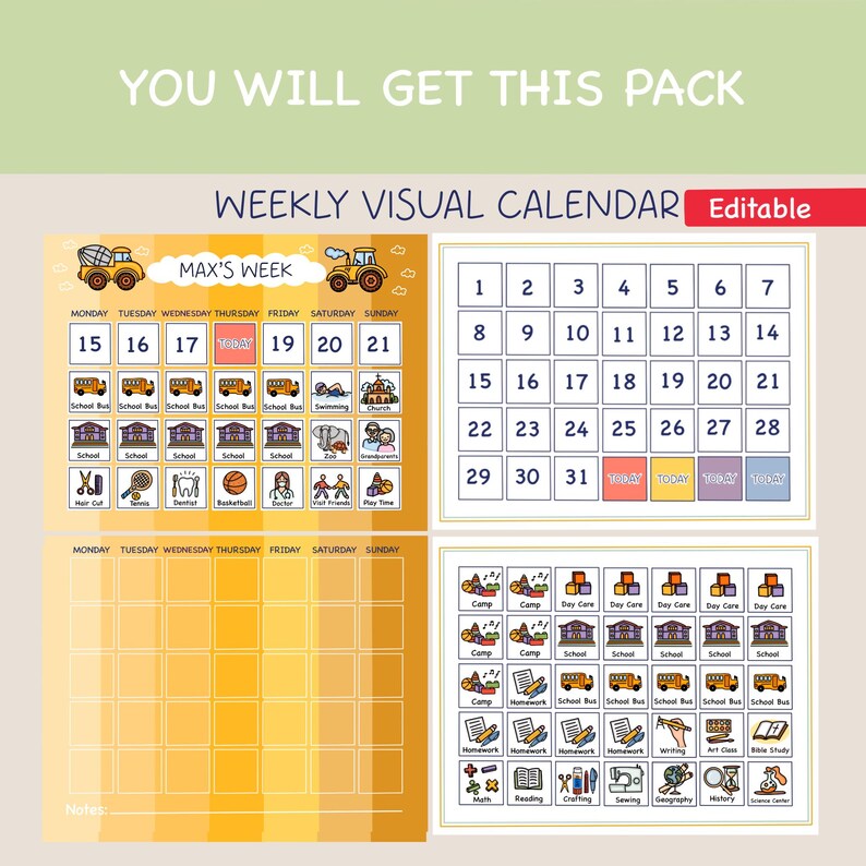 Kids Chore Chart Bundle: Daily Routine, Visual Schedule (digital ...