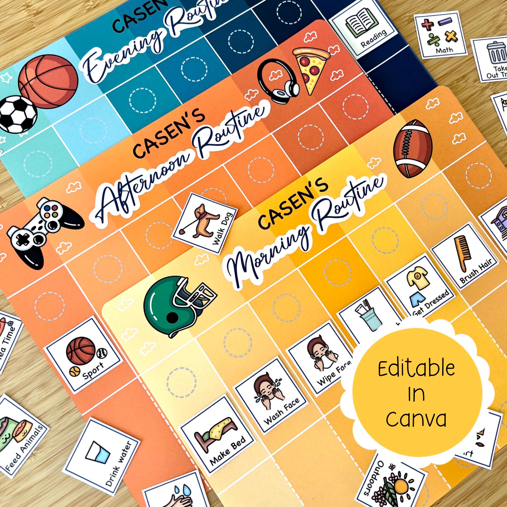 Editable Kids Routine Chart: Morning, Afternoon, Evening Visual ...