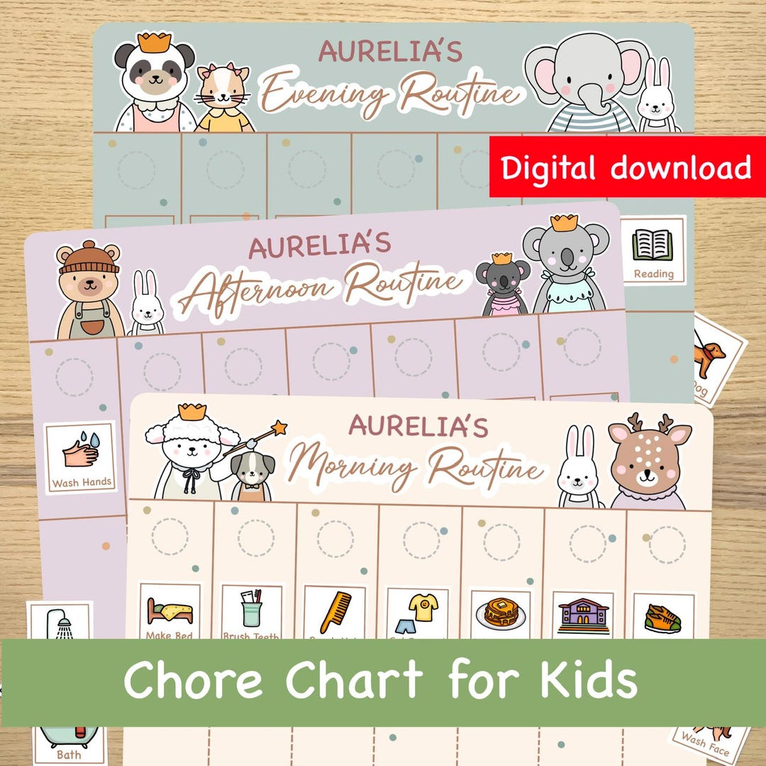 Morning, Afternoon & Evening Routine Chart, Planning Toddler Bedtime ...