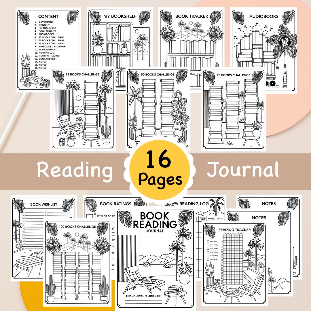 Printable Book Reading Challenge: Tracker, Log, and Review (PDF) - Etsy