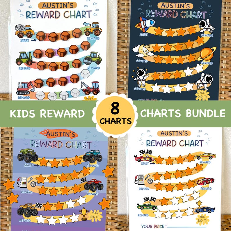 Kids Reward Charts Bundle: Goal Tracker, Behavior & Chore Charts ...