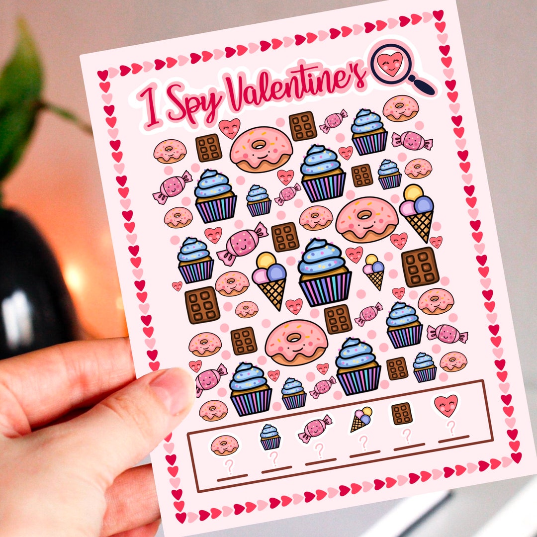 I Spy Valentine's Kid's Game, Valentine's Printable Page, Valentine's ...