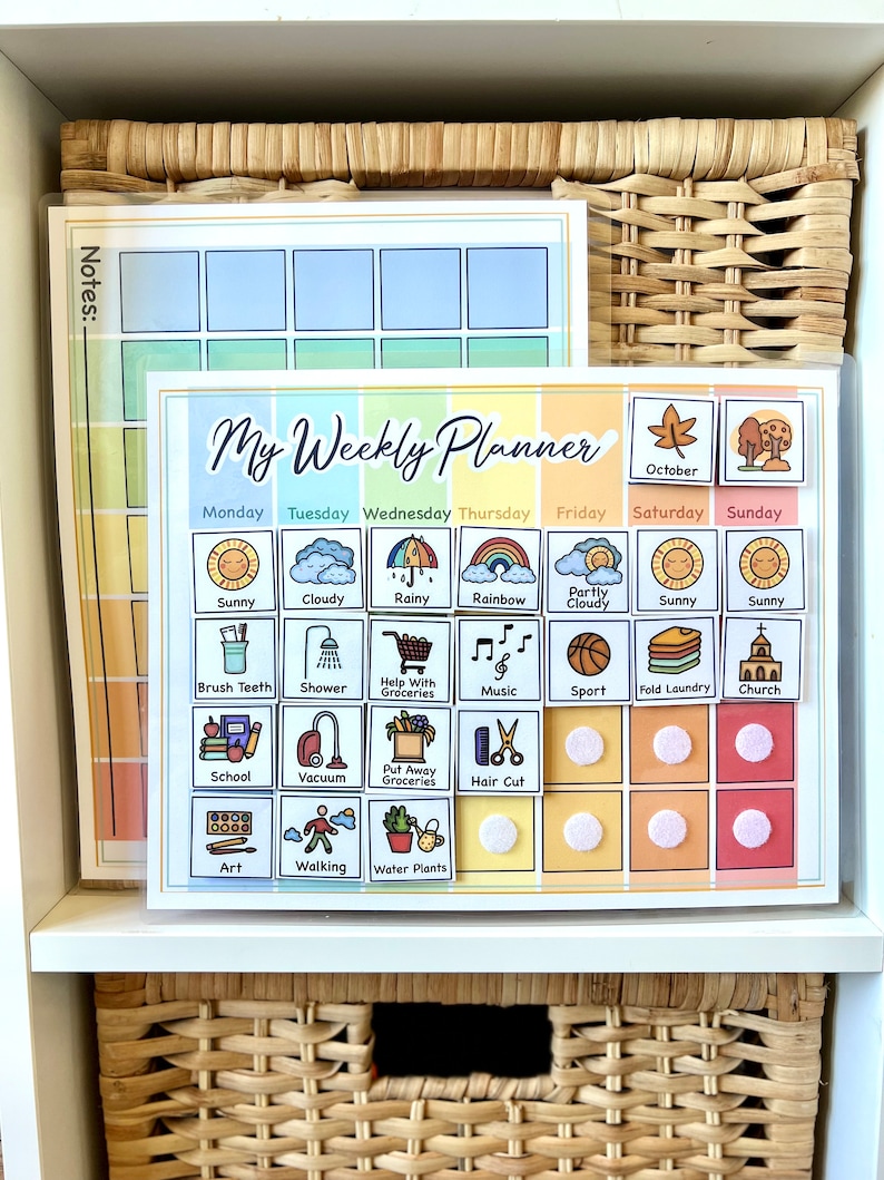 Laminated Kids Weekly Calendar: Visual Routine Chart - Etsy
