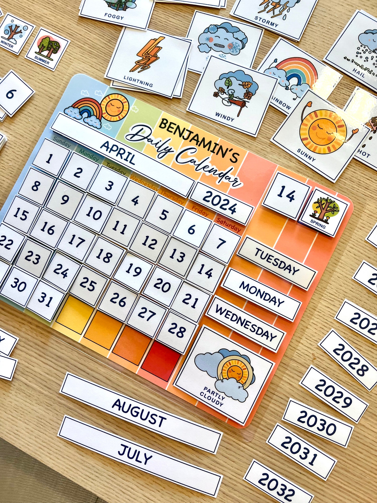 Daily Kids Calendar 2026, Homeschool Wall Calendar, Perpetual Calendar ...