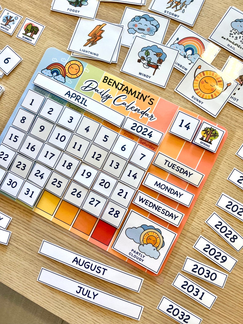 Daily Kids Calendar 2026, Homeschool Wall Calendar, Perpetual Calendar ...