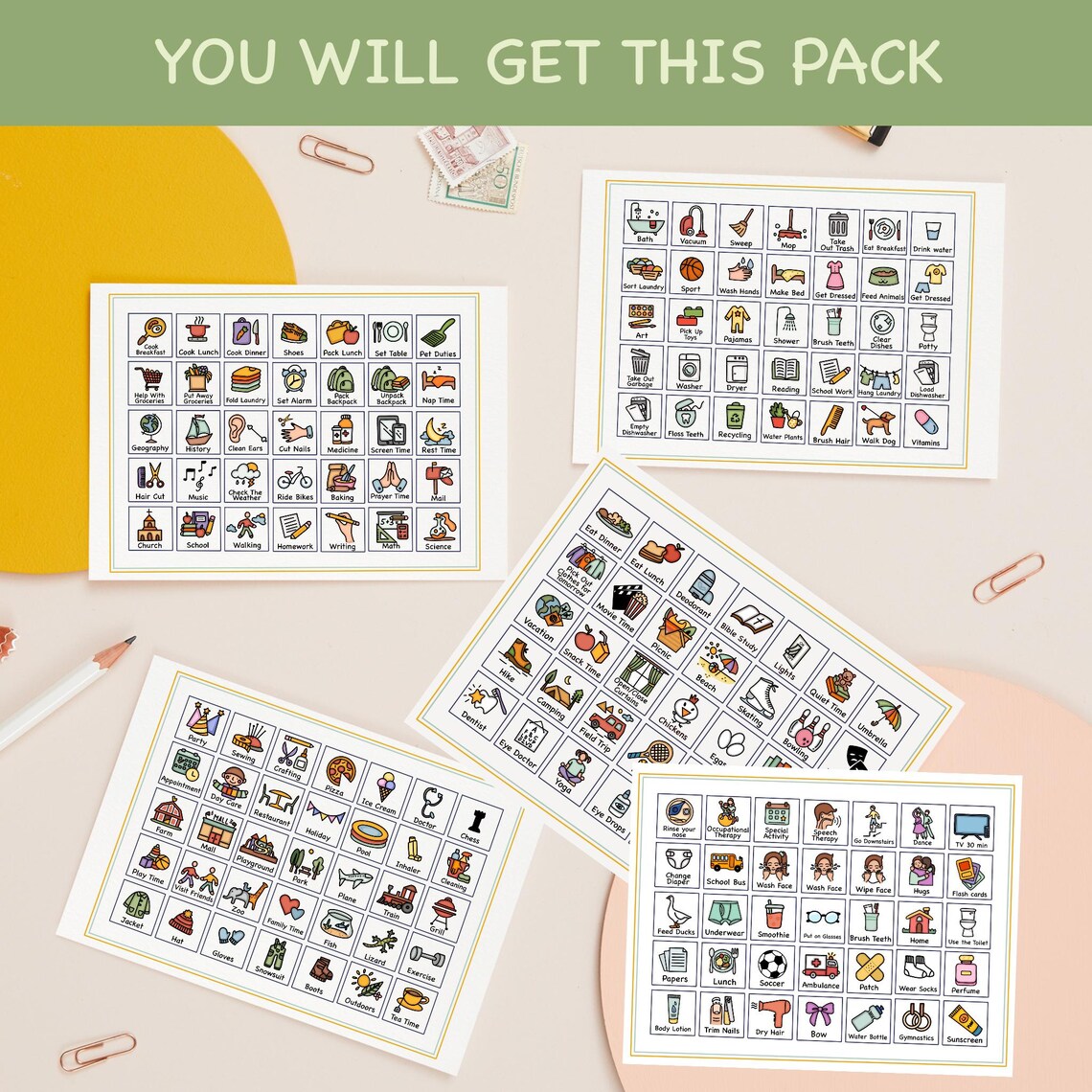 Laminated Kids Weekly Visual Calendar: Toddler Routine Chart With 241 ...