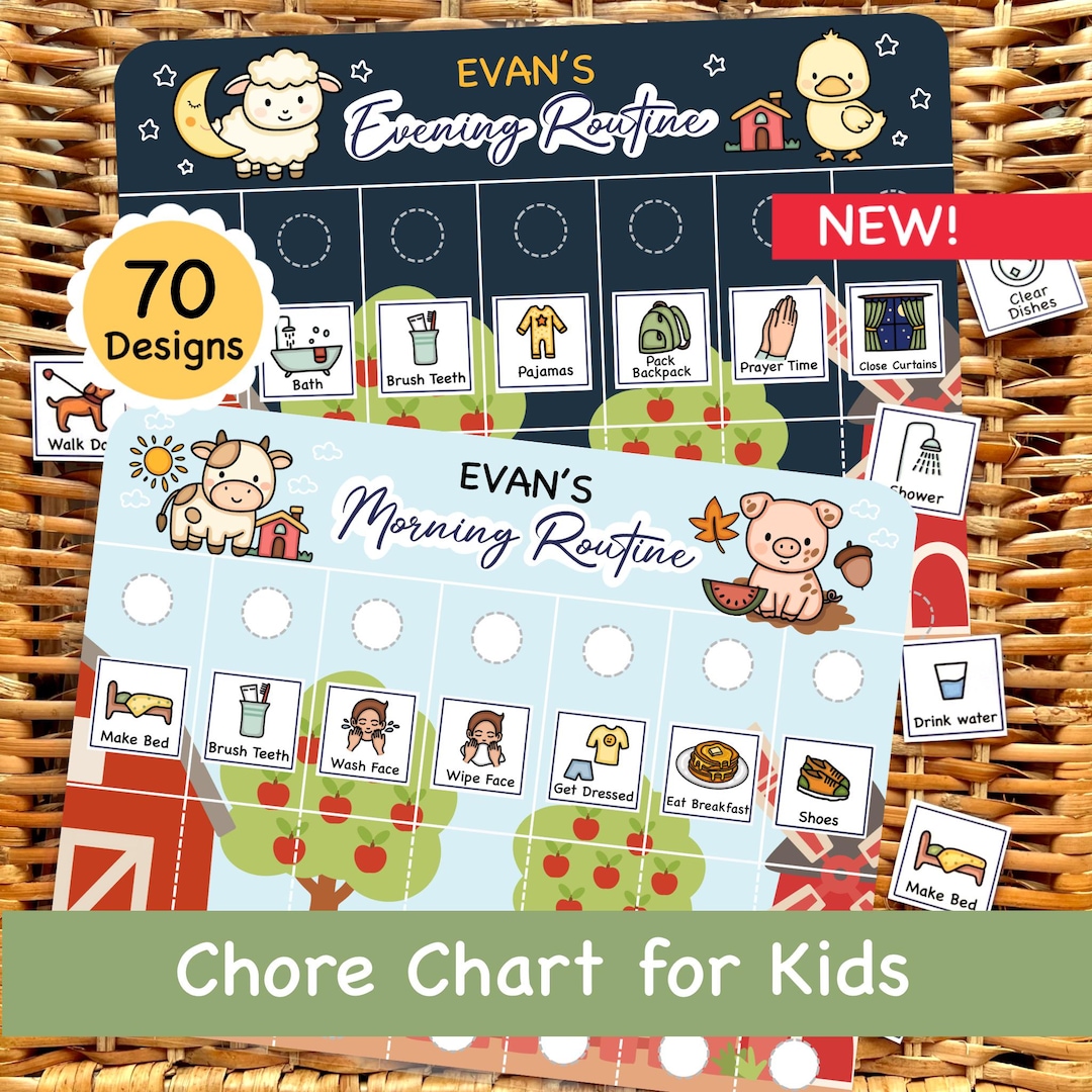 Morning, Afternoon & Evening Routine Chart, Planning Toddler Bedtime ...