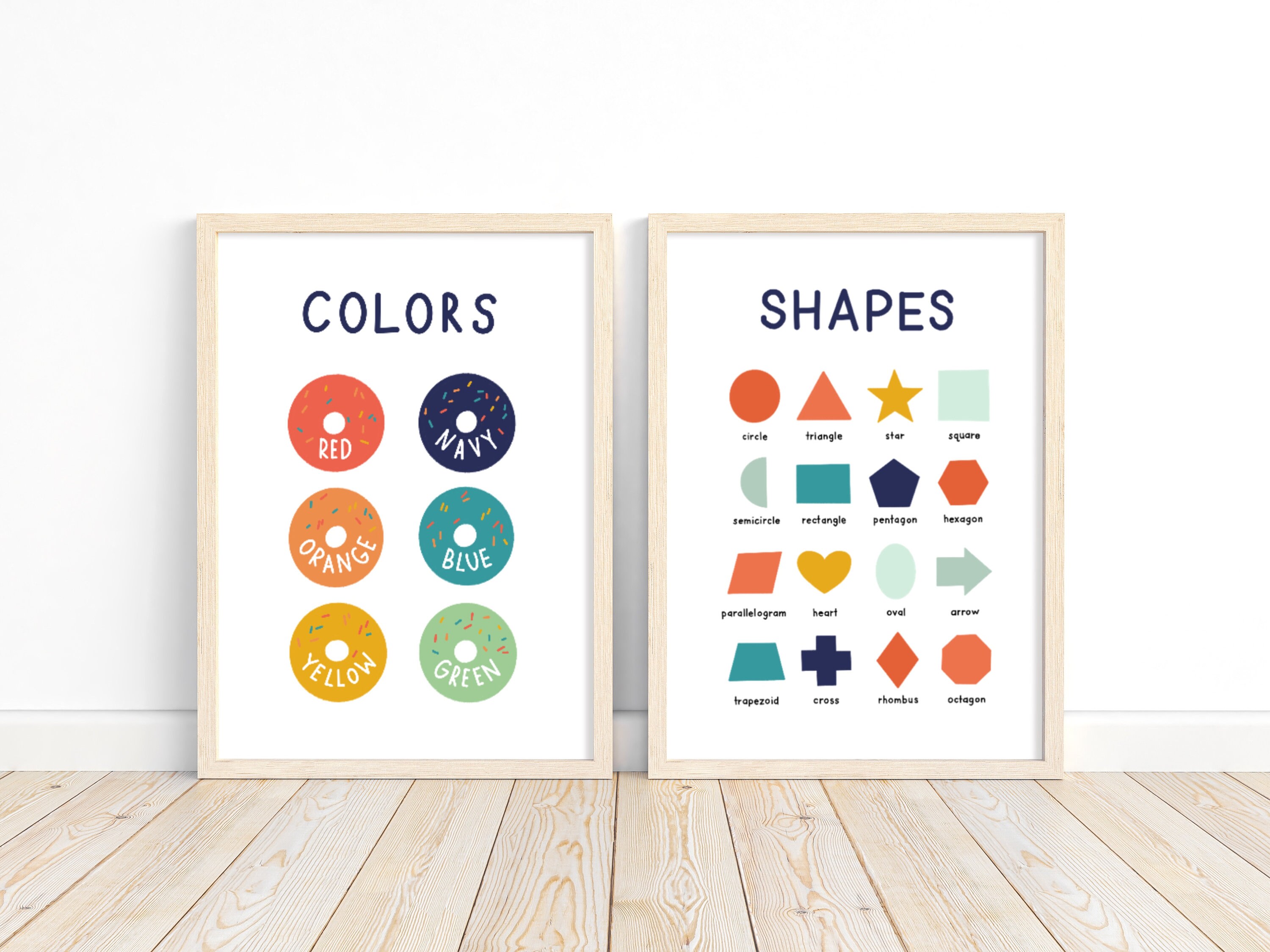 Educational Alphabet Poster Numbers for Kids Colors Shapes | Etsy
