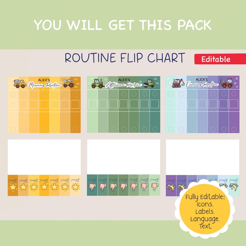 Kids Chore Chart Bundle: Daily Routine, Visual Schedule (digital ...