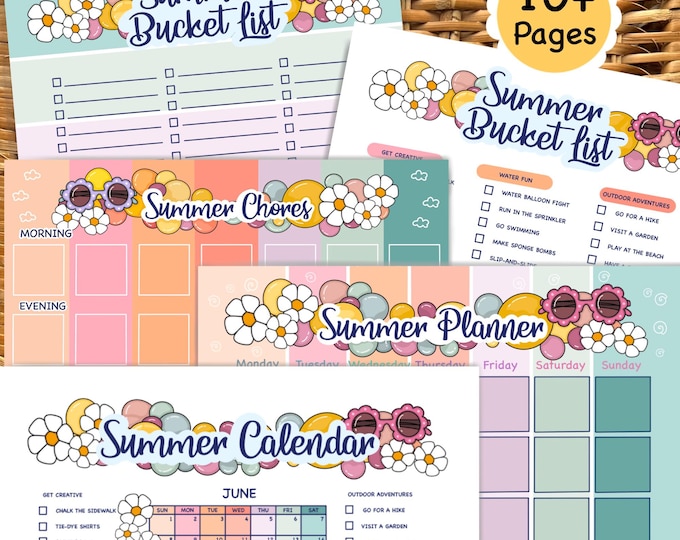 Summer Planner Bundle for Kids, Printable Editable Canva Templates ...