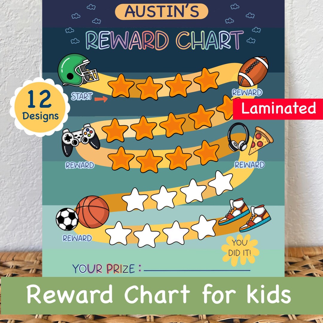 Personalized Kids Reward Chart: Laminated, Fun Designs (8.5" X 11") - Etsy