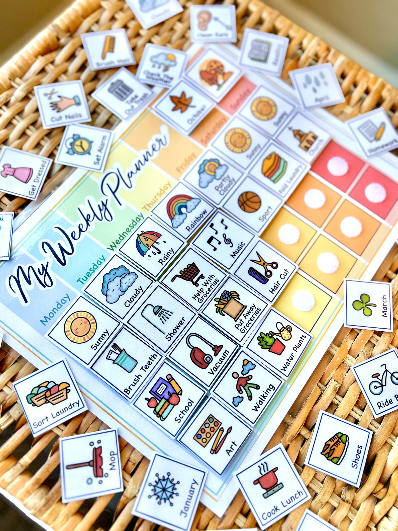 Laminated Kids Weekly Calendar: Visual Routine Chart - Etsy