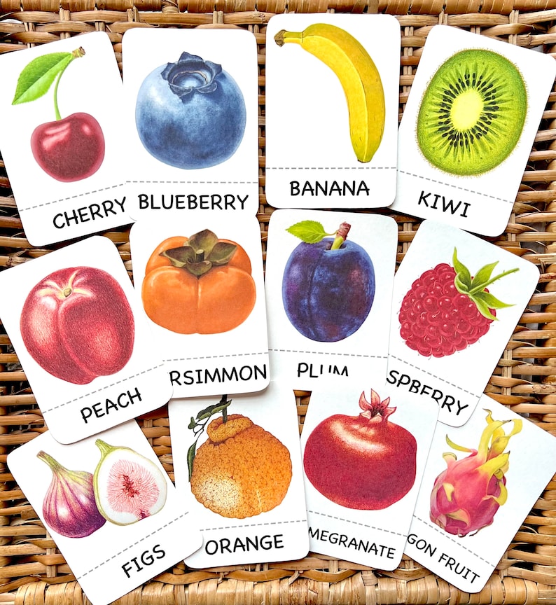 Fruits Flash Cards: Montessori Toddler Learning (printable) - Etsy