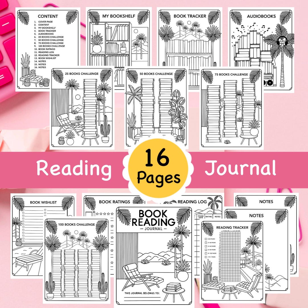 Printable Book Reading Journal, Reading Log Challenge (PDF) - Etsy